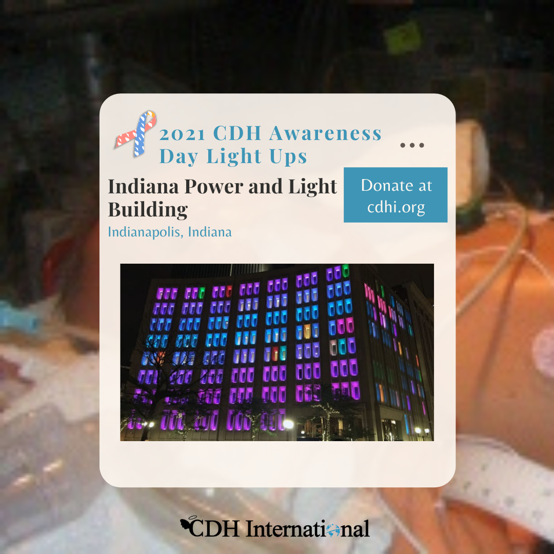 Indiana Power and Light Building in Lights Up for CDH awareness