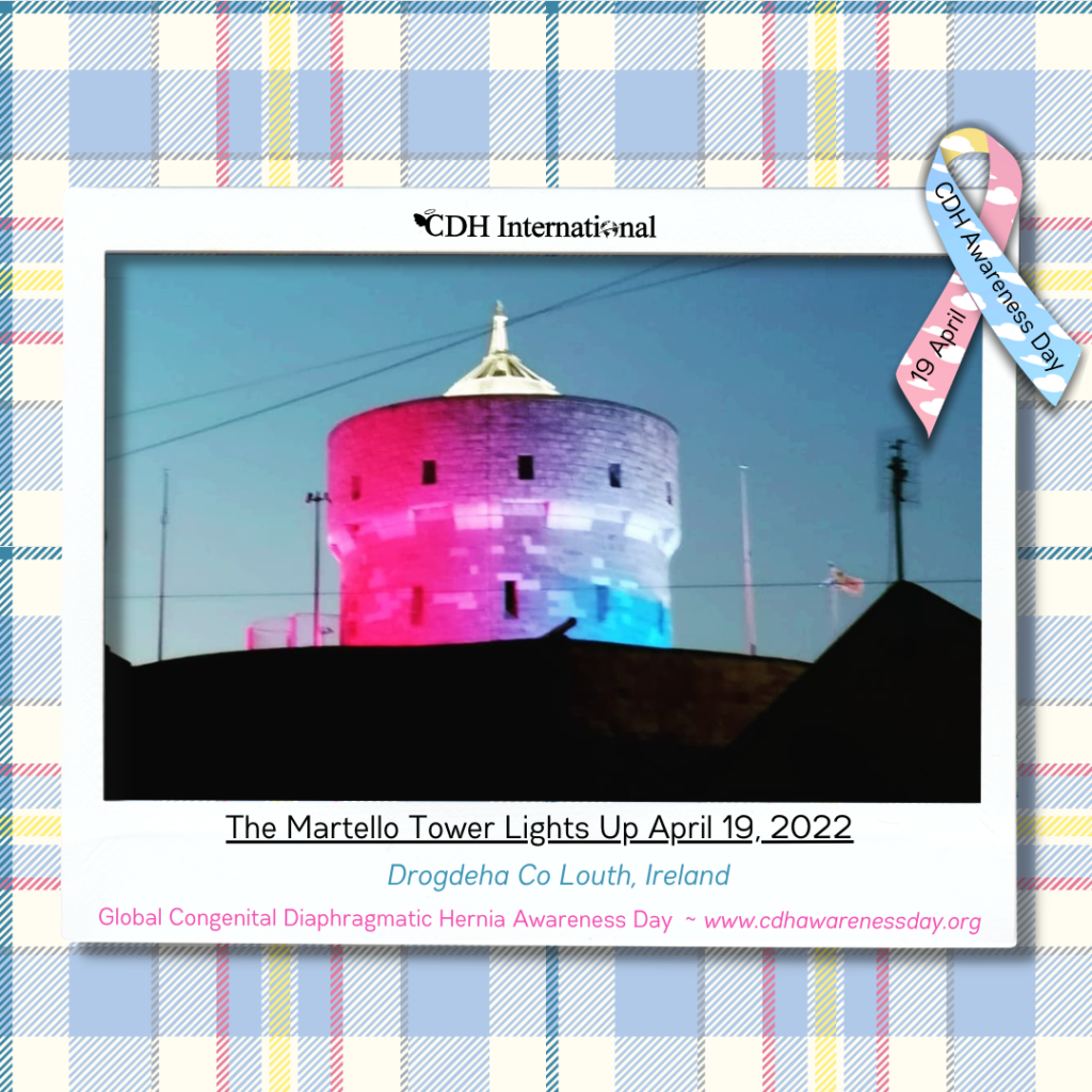 CDH Research International - The Martello Tower Lights Up For CDH Awareness